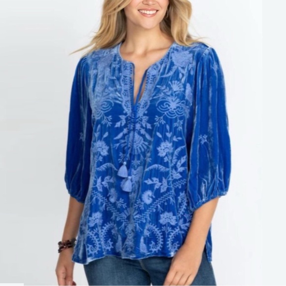 Johnny Was | Tops | Nwt Johnny Was Arzella Embroidered Velvet Blouse ...